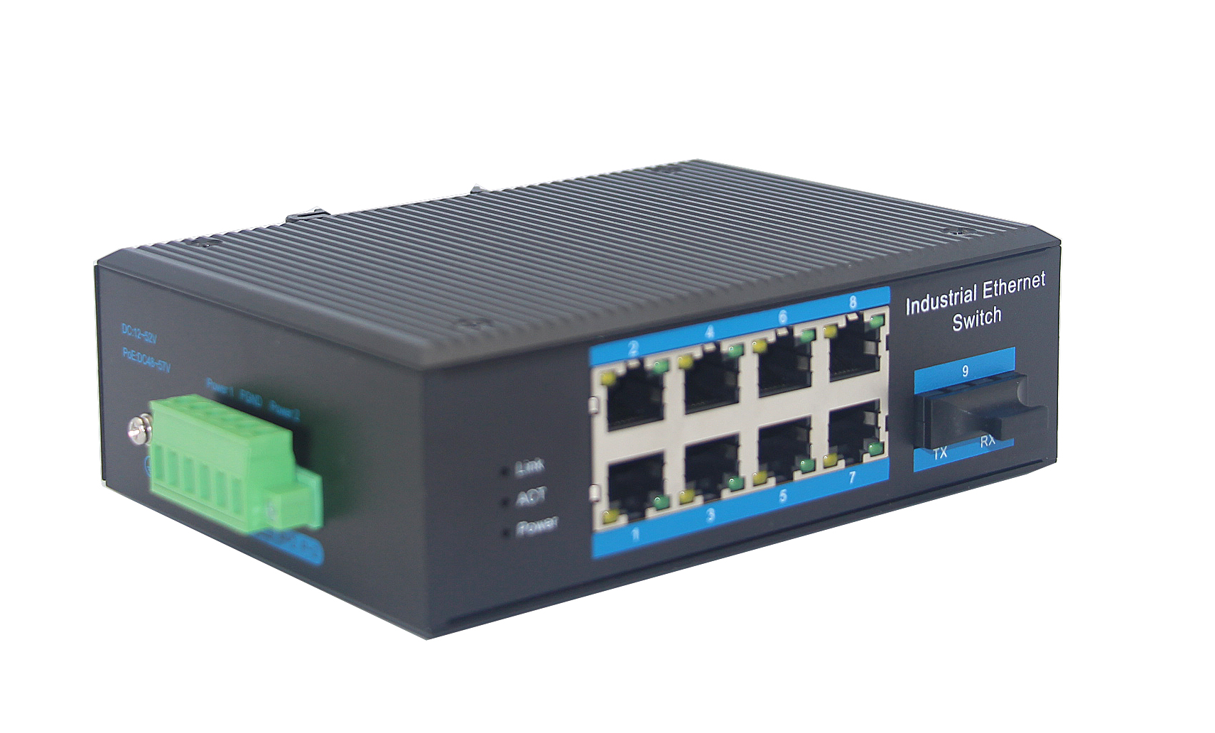 8-Port 10/100Base-TX(PoE) to 100Base-FX Industrial Media Converter ...